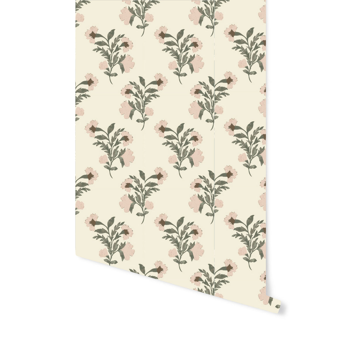Mulberry Floral Blockprint Wallpaper in Pink | Brooke & Lou