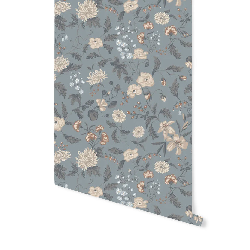 Karin Wallpaper in Folklore Blue | Brooke & Lou